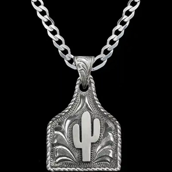 Custom Western Cow Tag Necklace - MollysCustomSilver