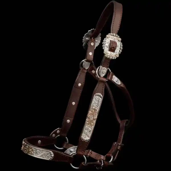 Custom Leather Horse Halters - MollysCustomSilver