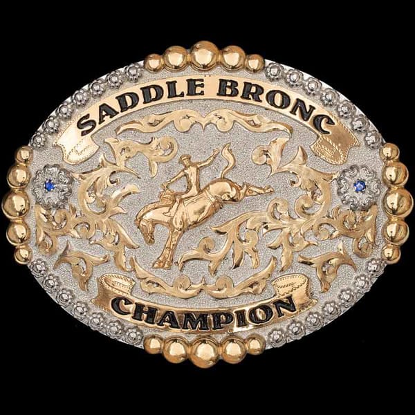 Saddle Bronc Champion Belt Buckle - Molly's Custom Silver