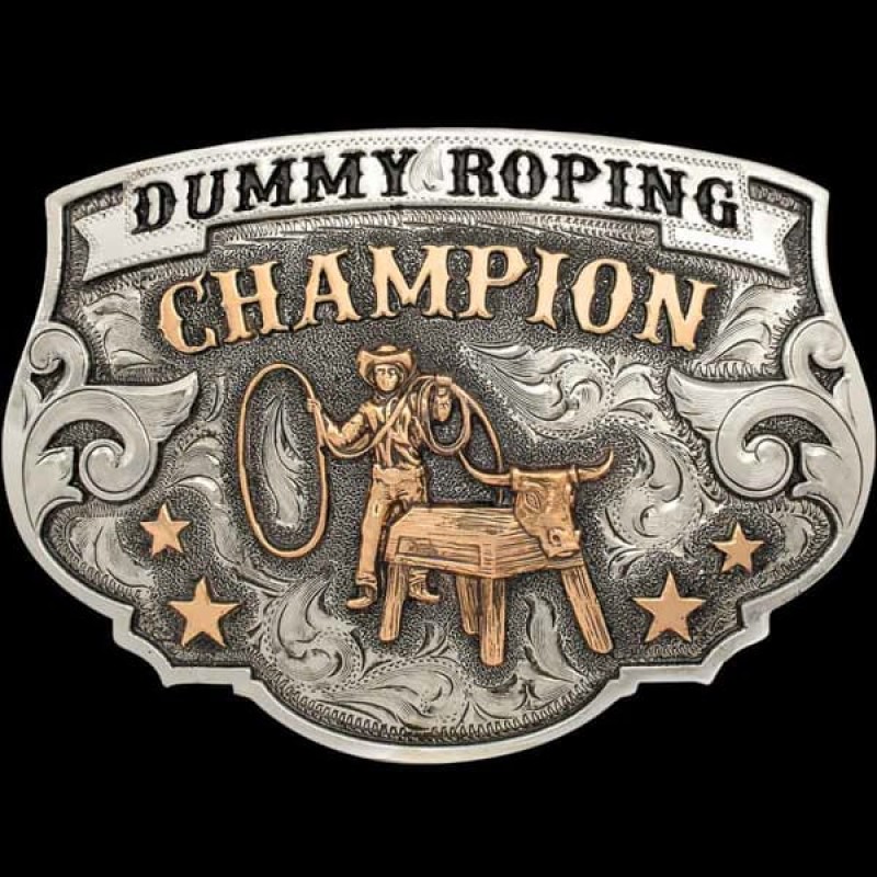 Dummy Roping Champion Belt Buckle - Molly's Custom Silver