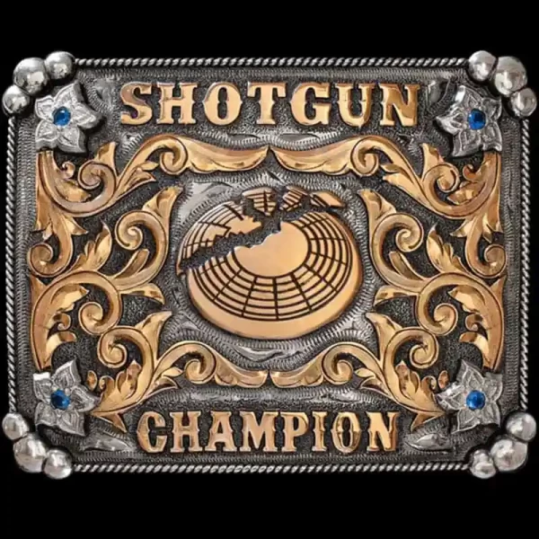 Trap Shooting Belt Buckle - MollysCustomSilver